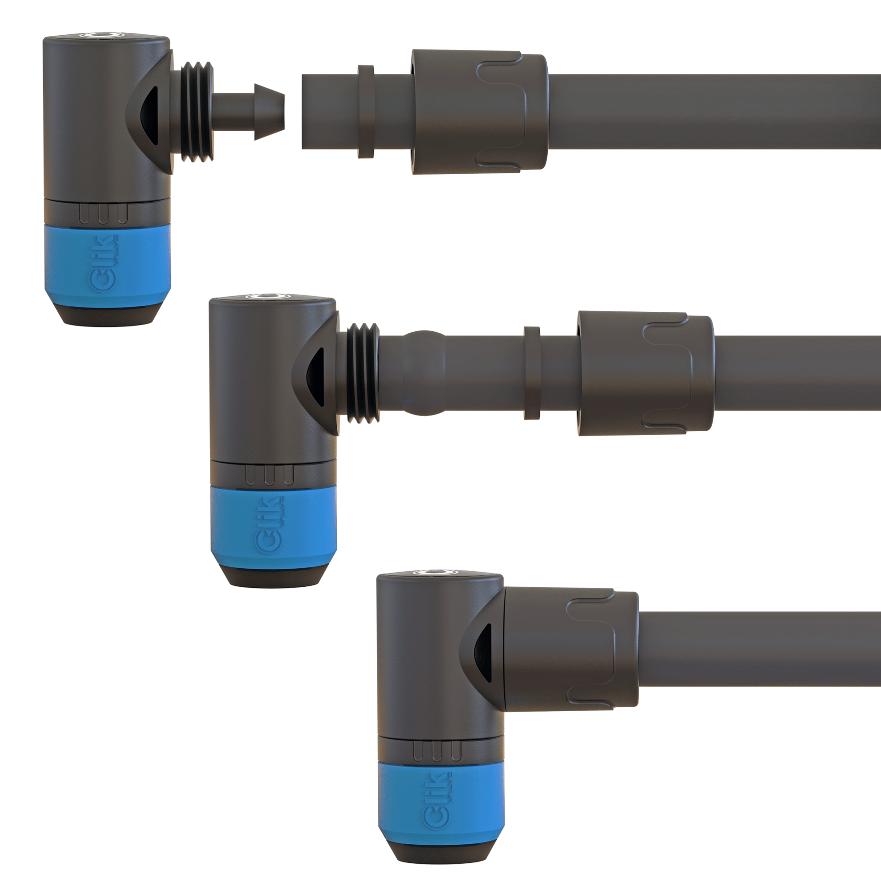Clik 2-in-1 Right Angled Pump Head - Aluminum with Removable Adapter